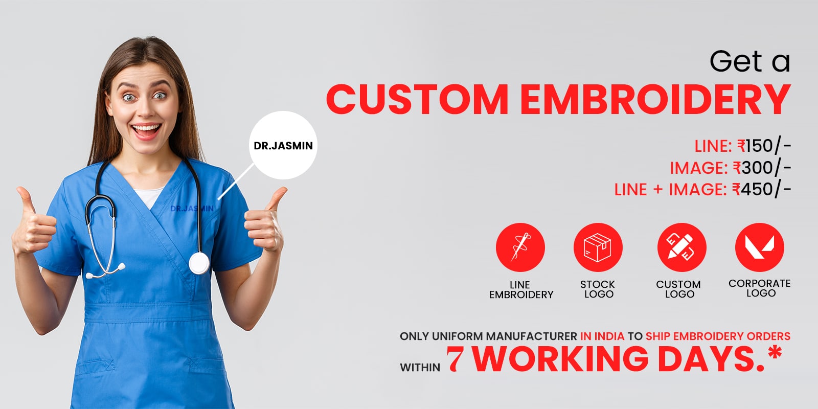 Buy Customised Medical Embroidery Scrub | Hirawats